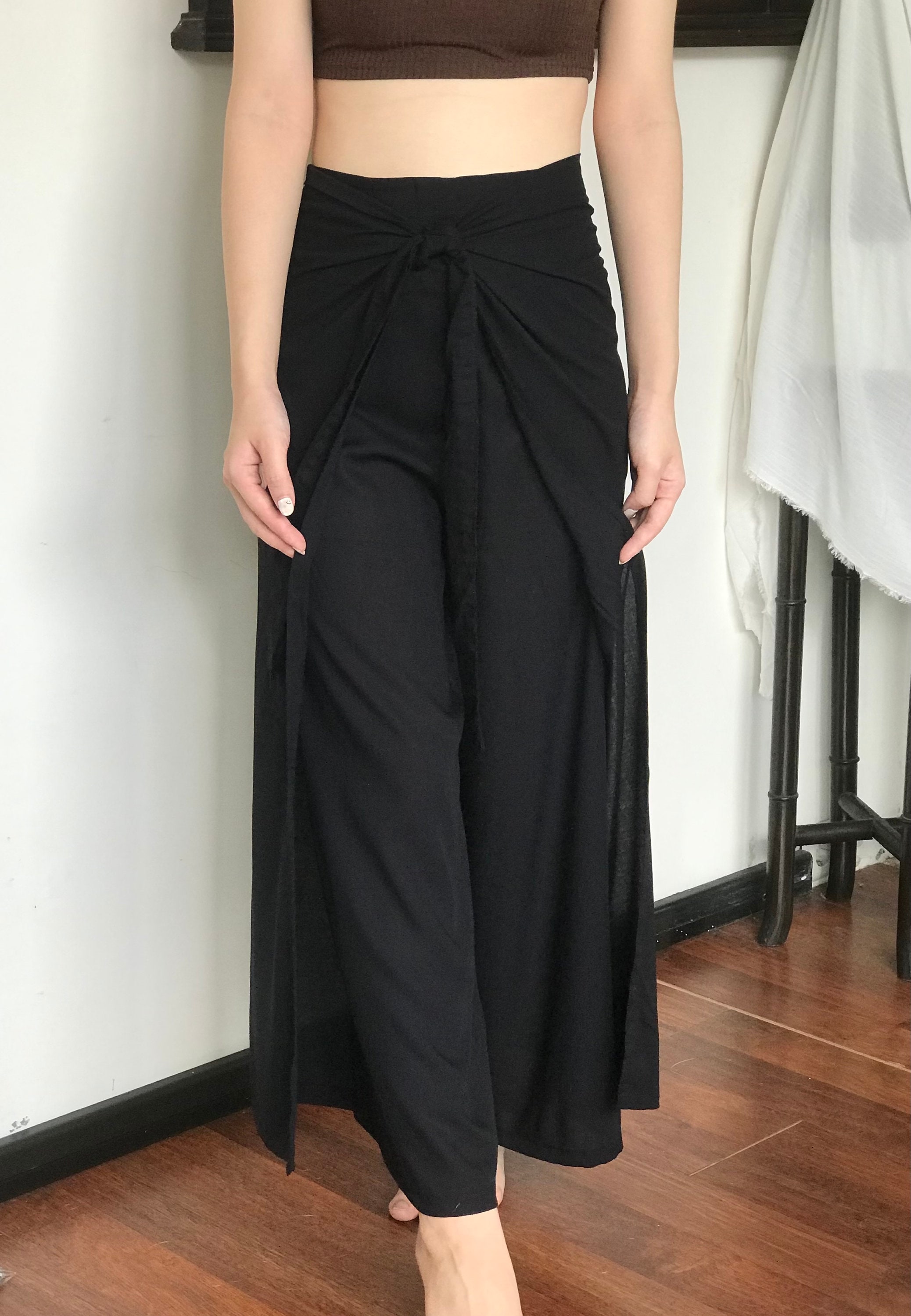 Black Wrap Pants, Bali Beach Pants, Summer Pants, Festival Pants ...