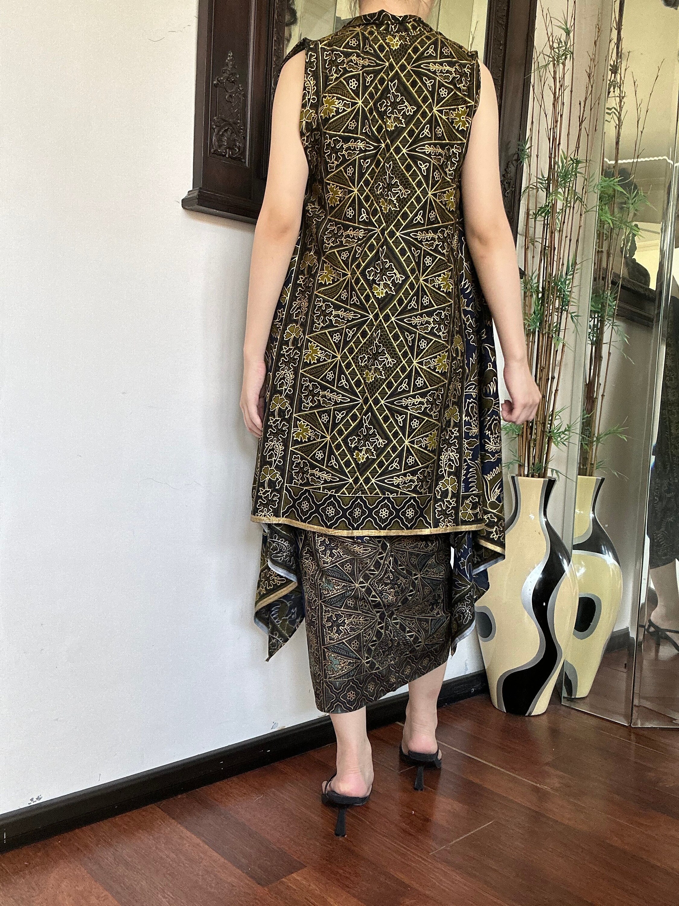 Navy Batik Outer, Bali Ethnic Batik Cardigan, Womens Modern Batik ...