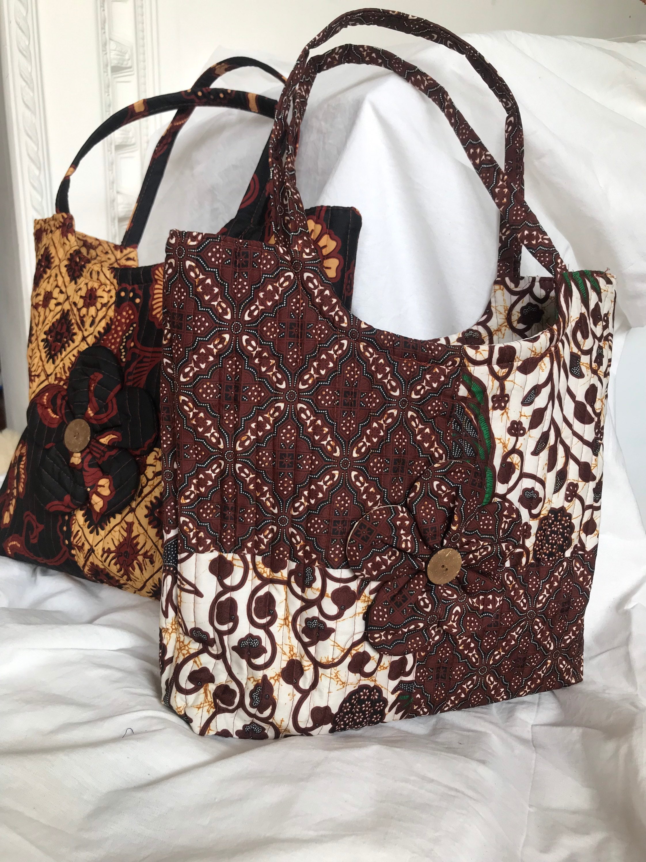 Upcycled Quilted Batik Tote Bag - Etsy