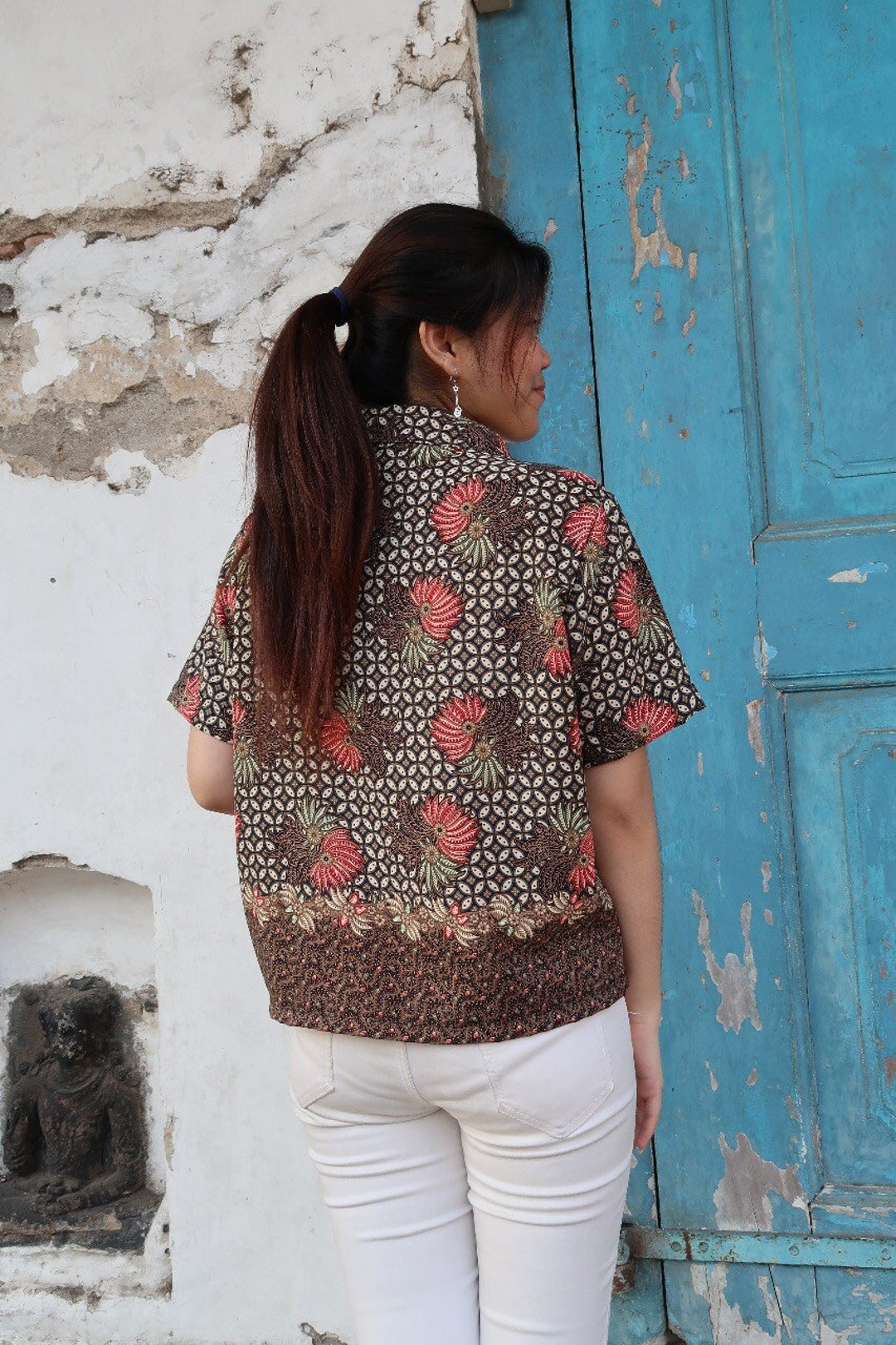 Floral Silk Batik Loose Fit Shirt/sustainable Fashion - Etsy