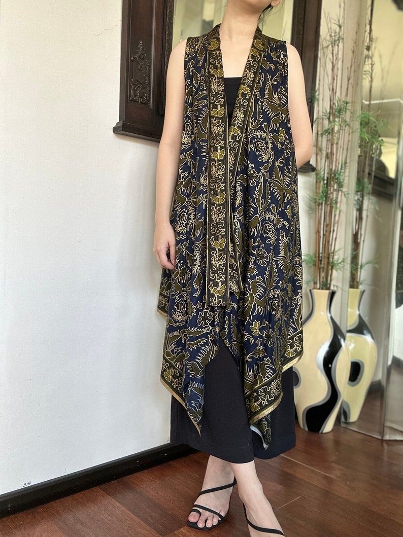 Navy Batik Outer, Bali Ethnic Batik Cardigan, Womens Modern Batik ...