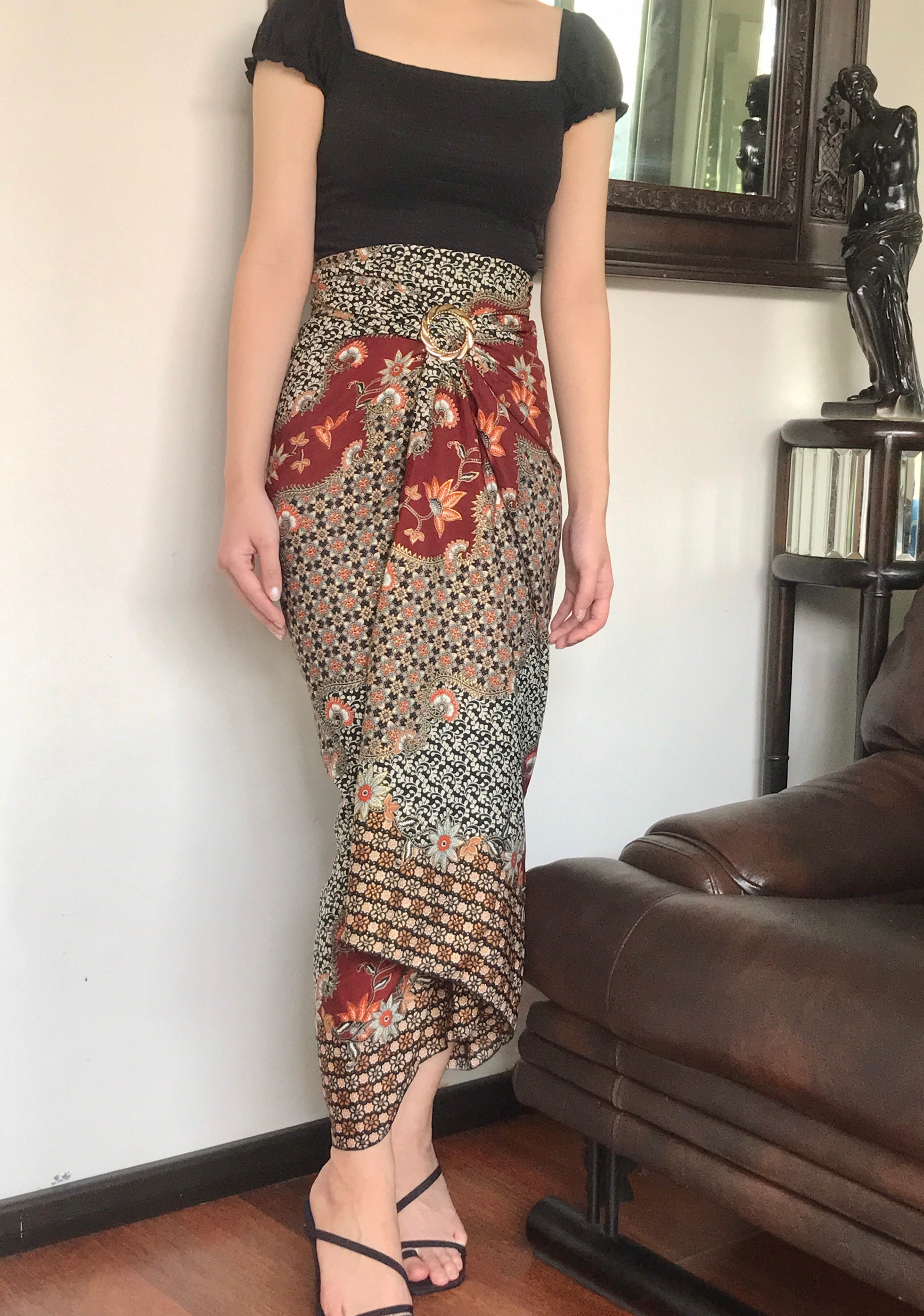 Maroon Batik Wrap Skirt, Bali Beach Skirt, Becah Cover Ups - Etsy