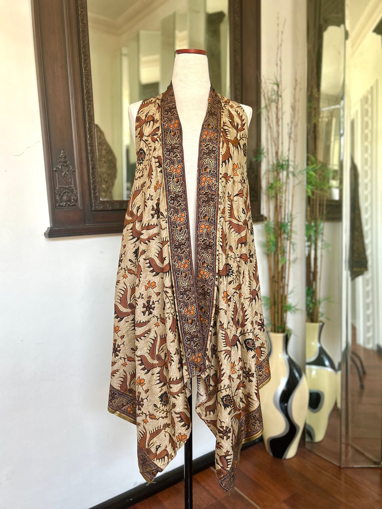 Brown Batik Outer, Modern Batik Vest for Women, Batik Vest, Beach Cover ...