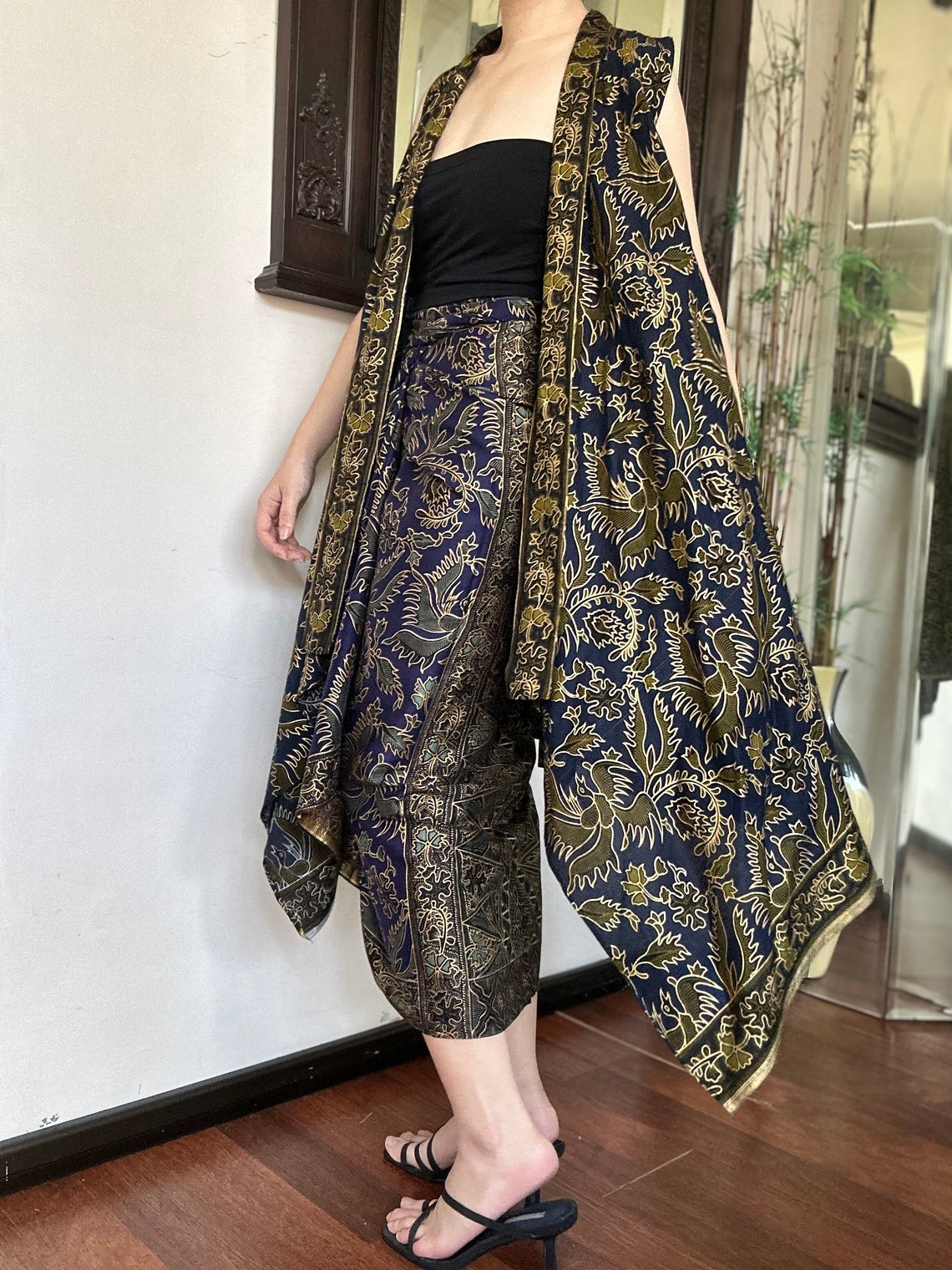 Navy Batik Outer, Bali Ethnic Batik Cardigan, Womens Modern Batik ...