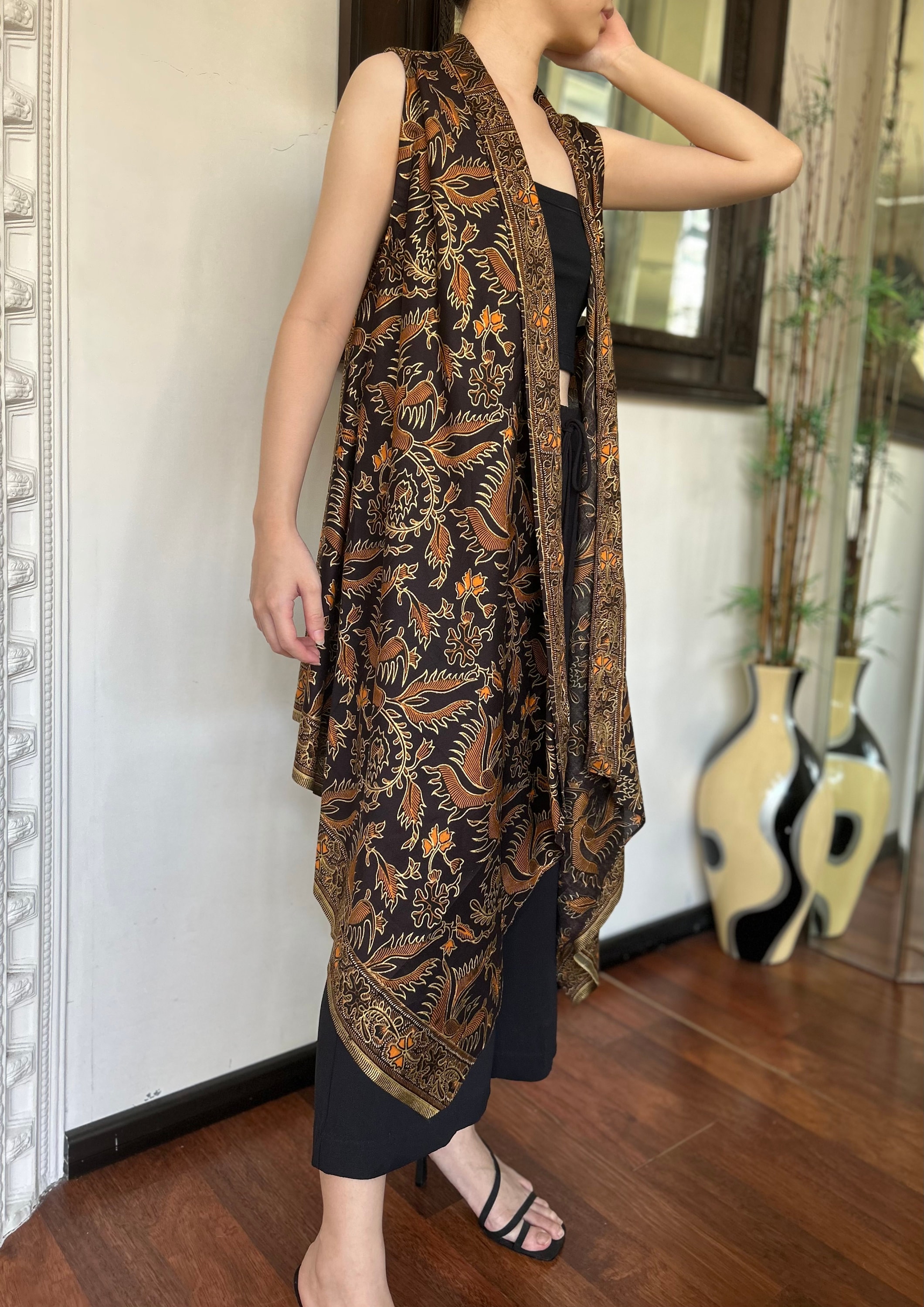 Black Batik Outer, Bali Ethnic Batik Cardigan, Womens Modern Batik ...