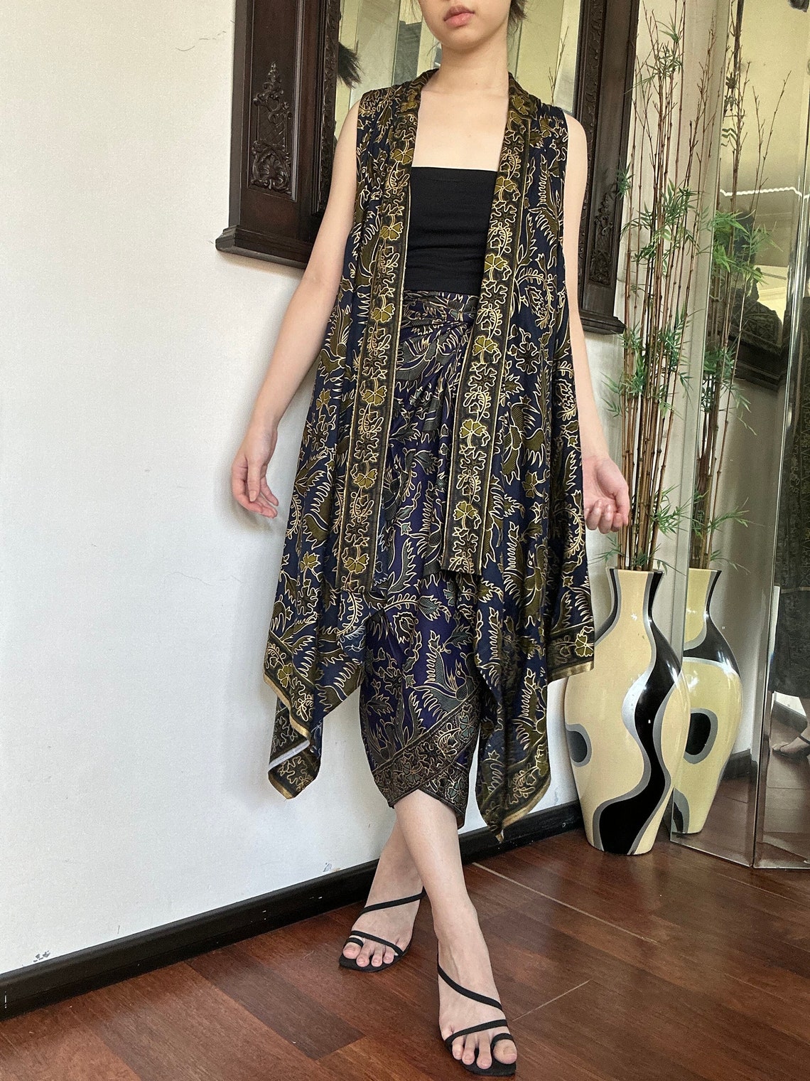 Navy Batik Outer, Bali Ethnic Batik Cardigan, Womens Modern Batik ...