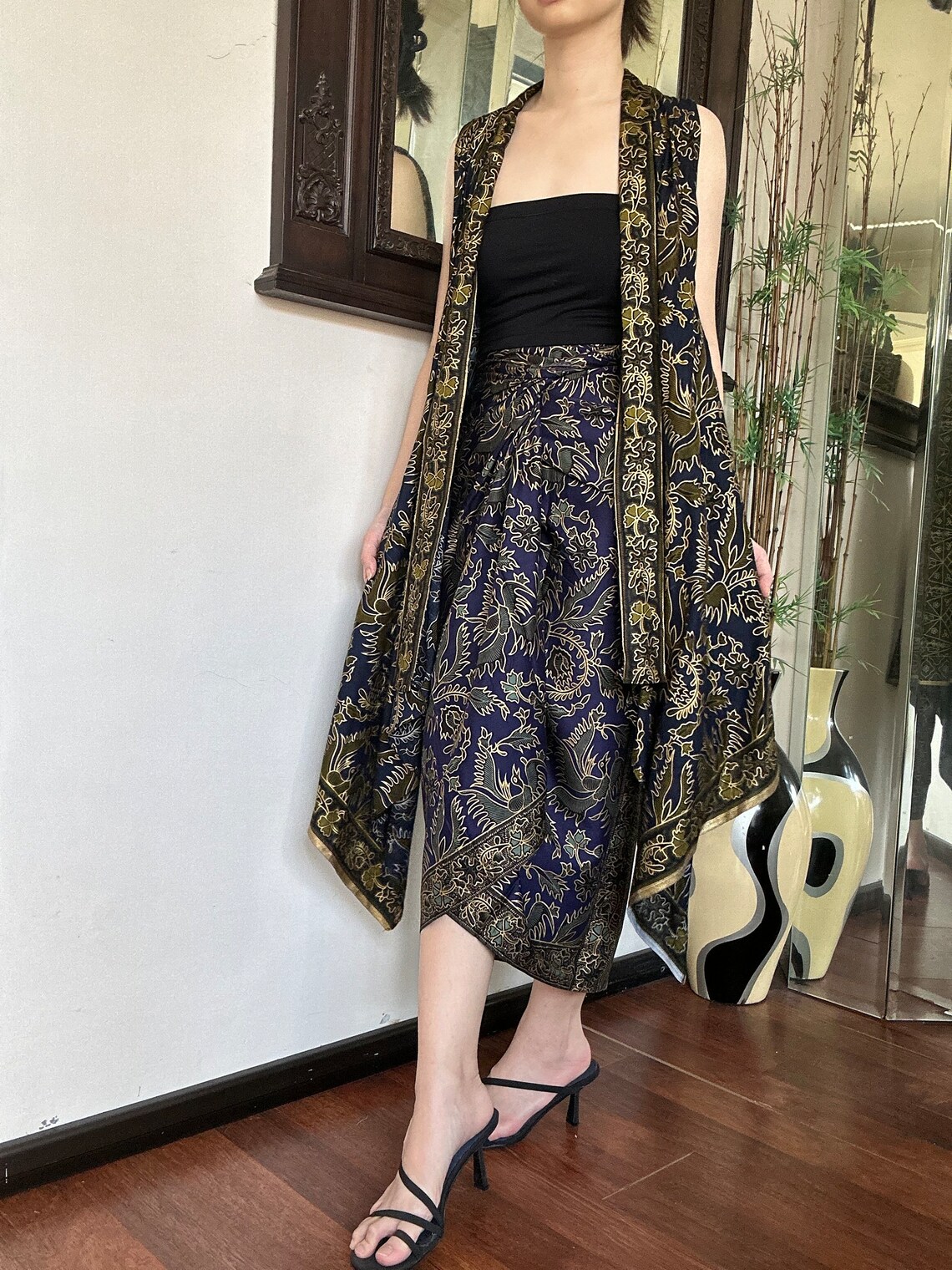 Navy Batik Outer, Bali Ethnic Batik Cardigan, Womens Modern Batik ...