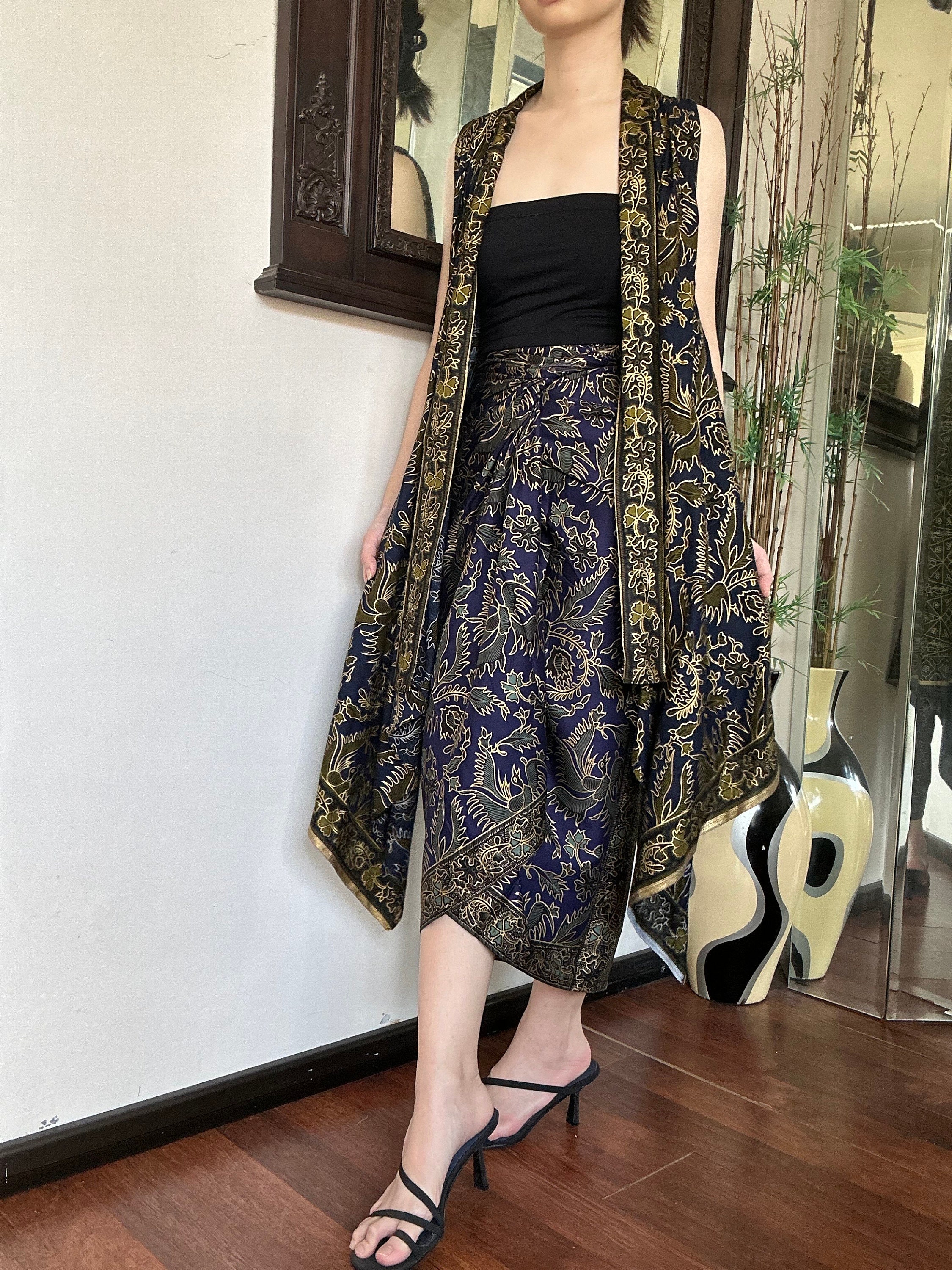 Navy Batik Outer, Bali Ethnic Batik Cardigan, Womens Modern Batik ...