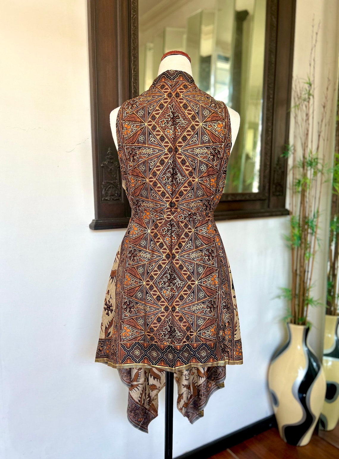 Brown Batik Outer, Modern Batik Vest for Women, Batik Vest, Beach Cover ...