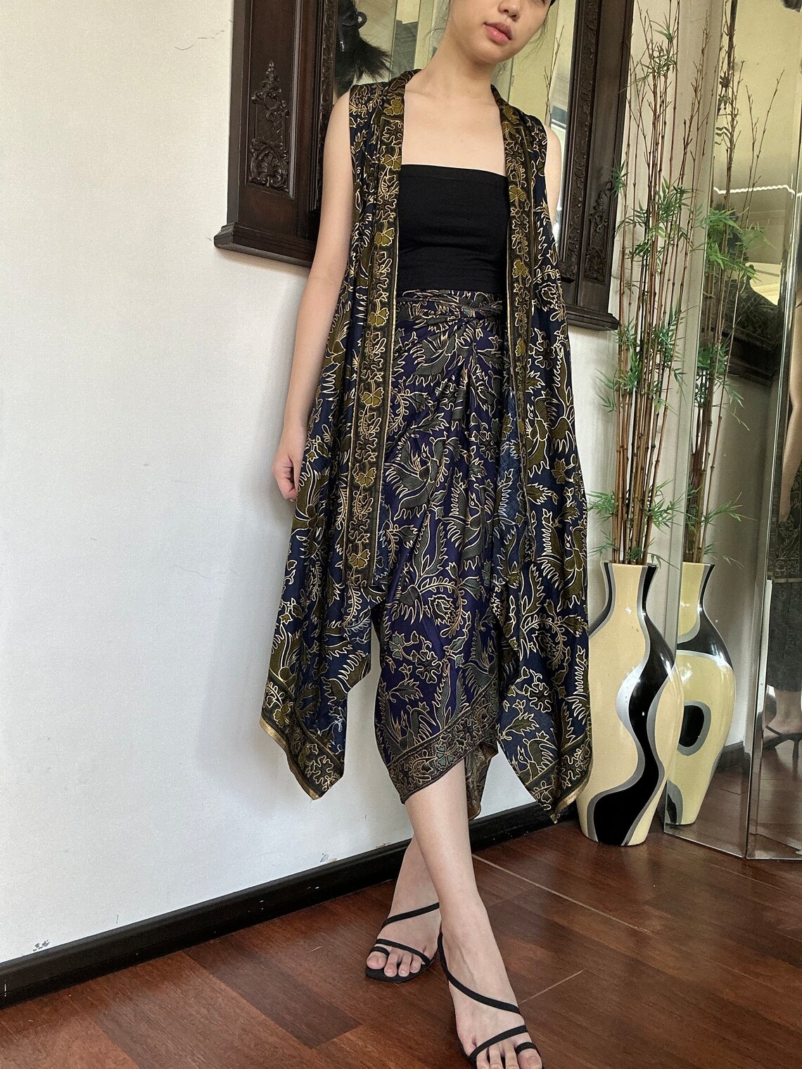 Navy Batik Outer, Bali Ethnic Batik Cardigan, Womens Modern Batik ...