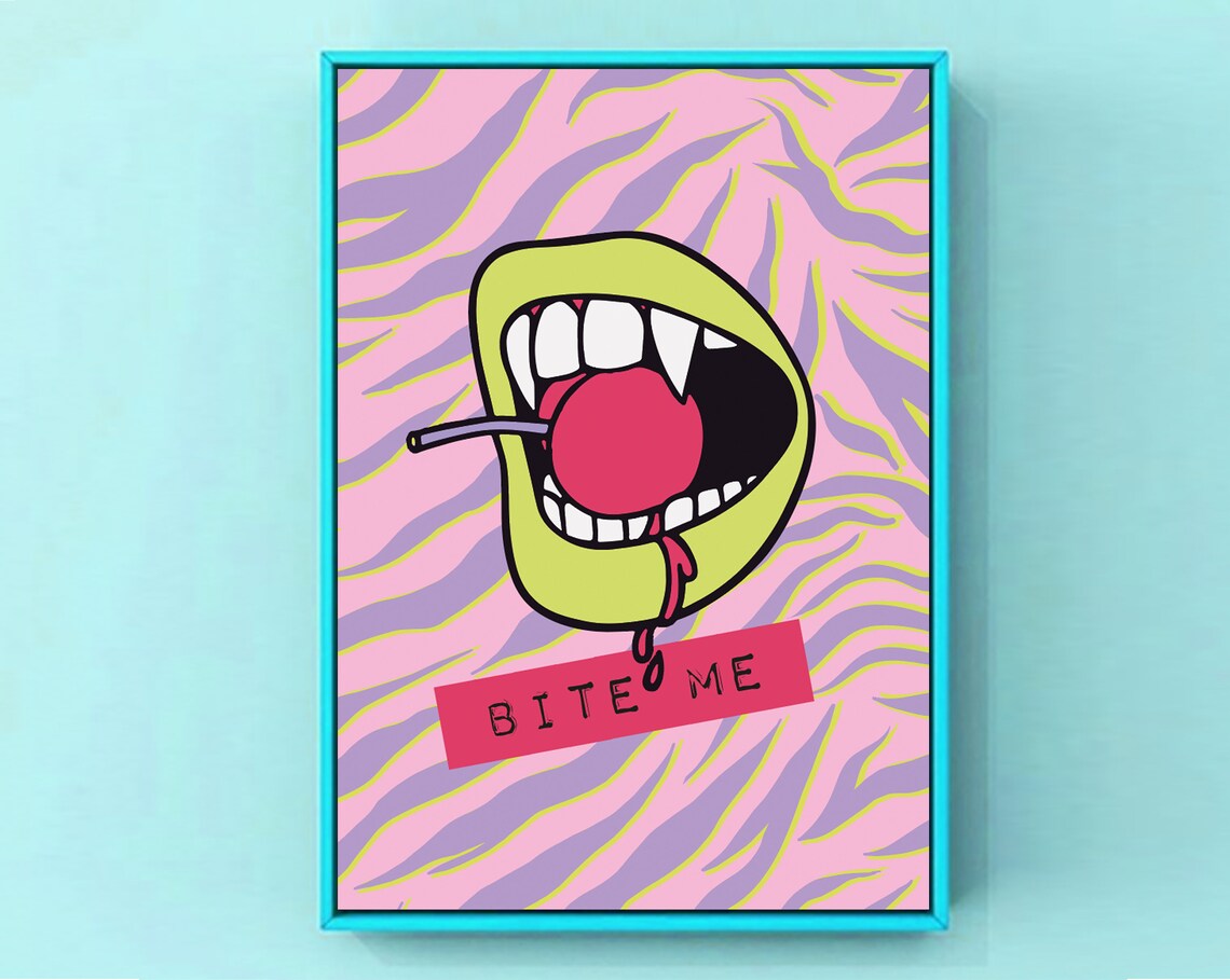 Bite Me Humorous Quirky Poster Wall Art Maximalist Decor - Etsy UK