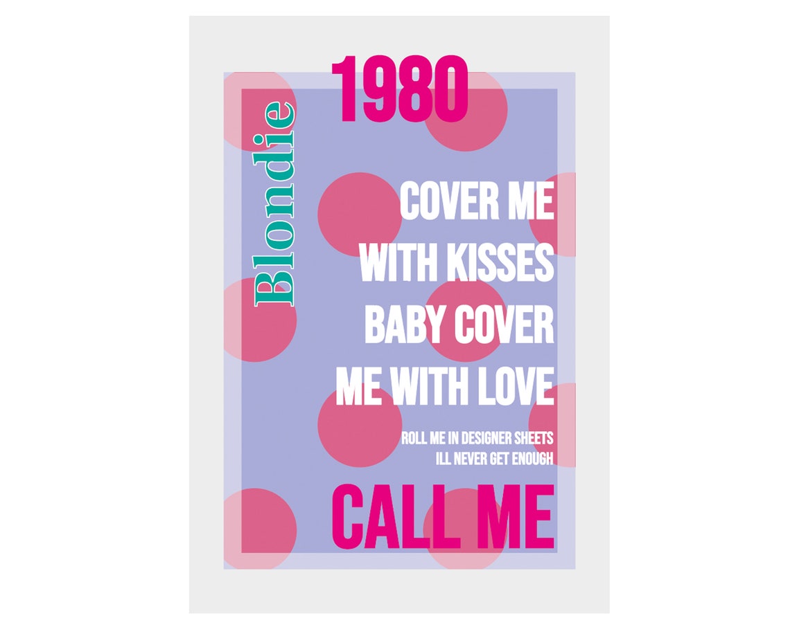 Blondie Poster Blondie Print Call Me Lyrics Blondie Fan Etsy