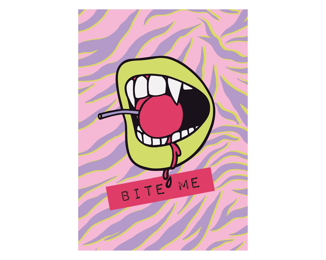 Bite Me Humorous Quirky Poster Wall Art Maximalist Decor - Etsy UK