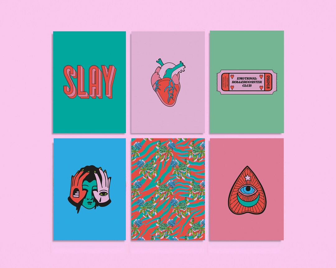 Set of 6 Colourful Postcards A5 Postcard Pack Traditional - Etsy