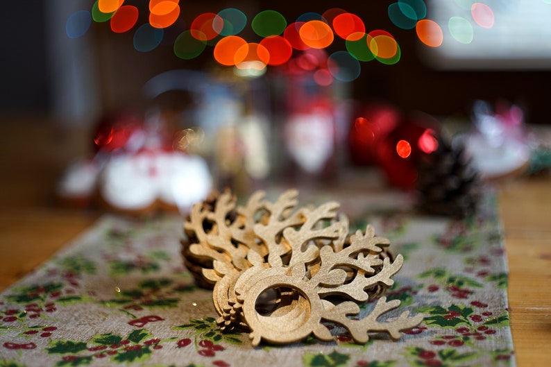 Christmas Napkin Rings - Reindeer, Antlers - Wooden Pack of 6 / 8 / 10 ...
