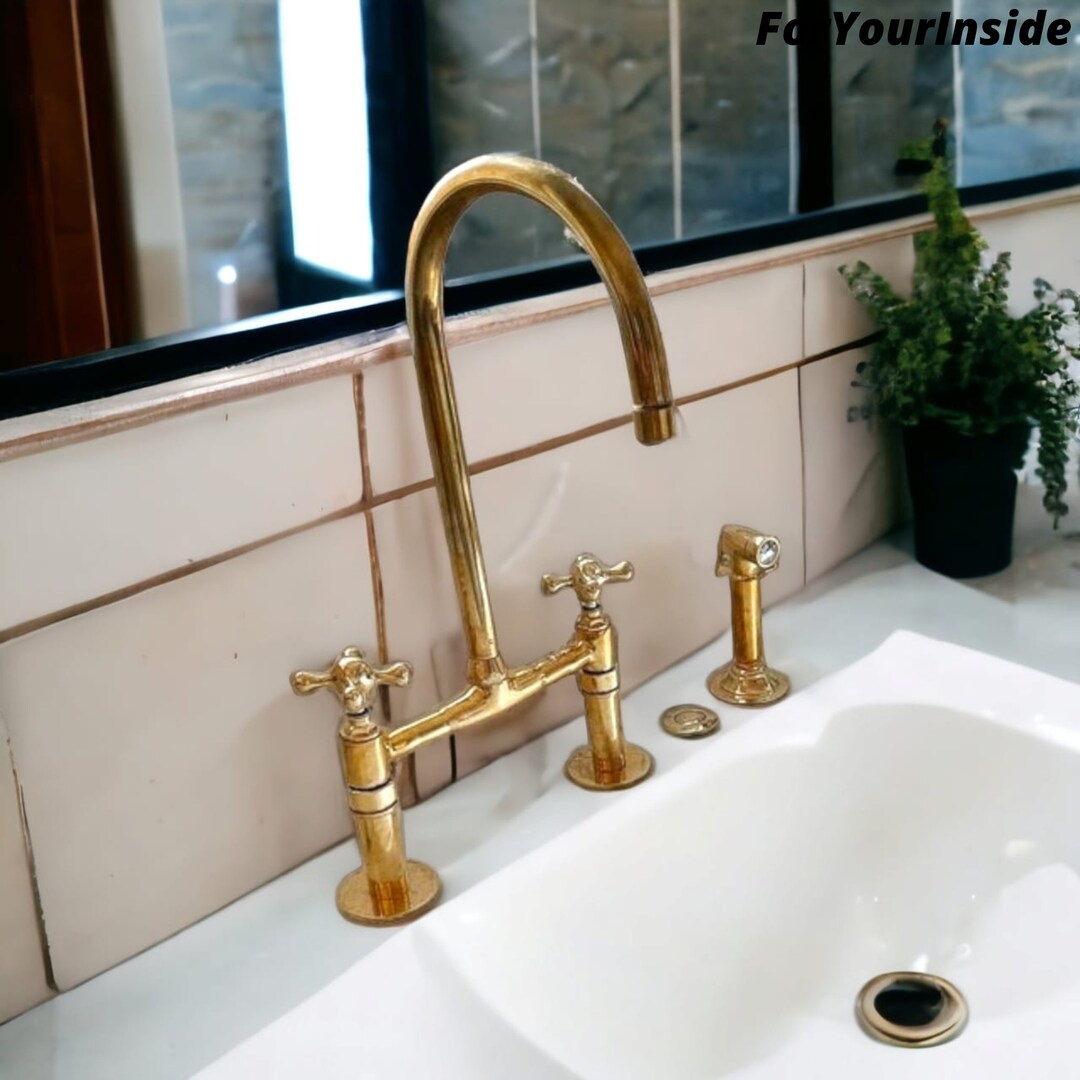 Unlacquered Solid Brass Kitchen Faucet , Kitchen Faucet , Kitchen Sink ...