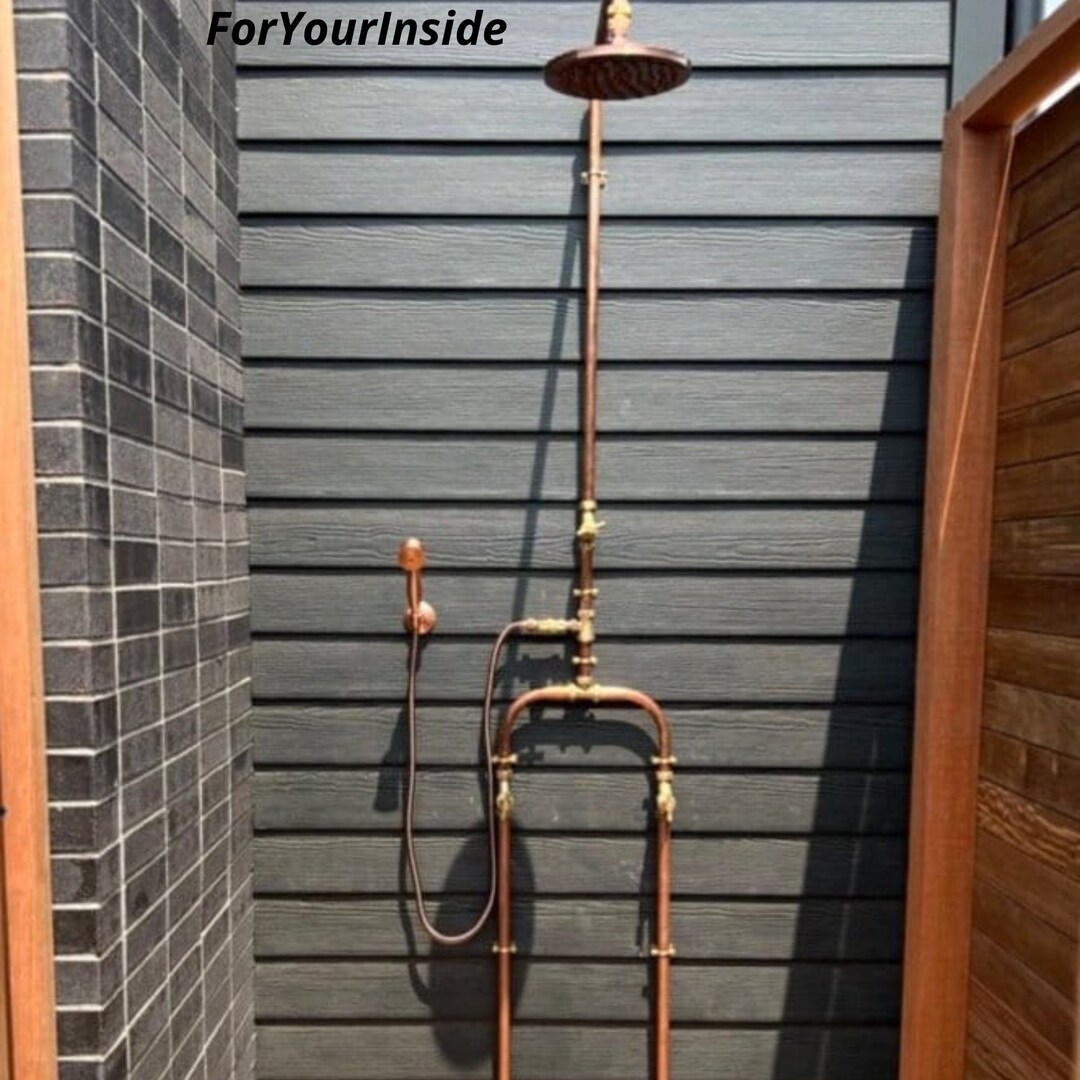 Solid Copper Shower Set of Complete Solid Copper and Brass RAW Copper ...