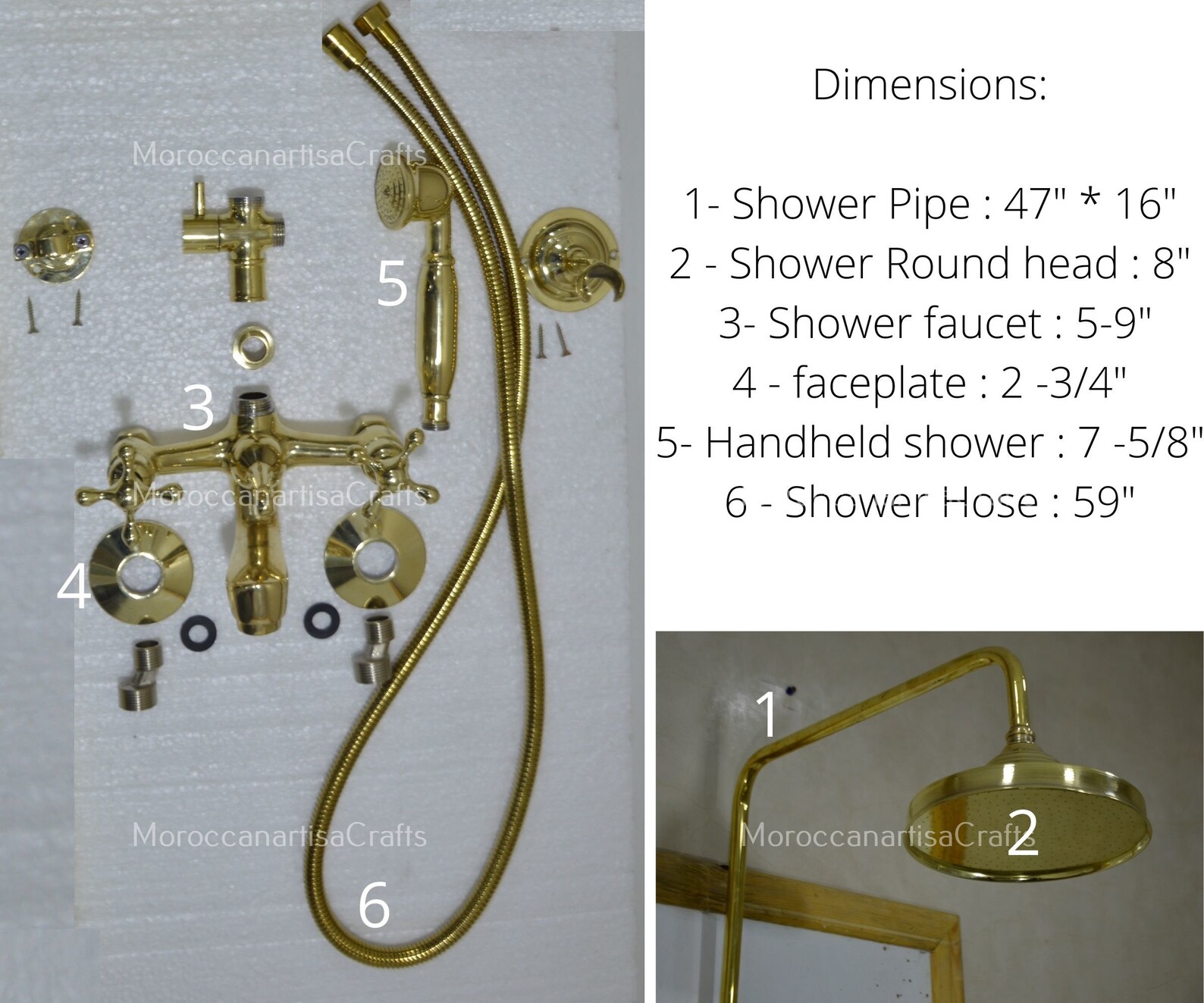 Unlacquered Brass Shower System With Tub Filler and Hand - Etsy