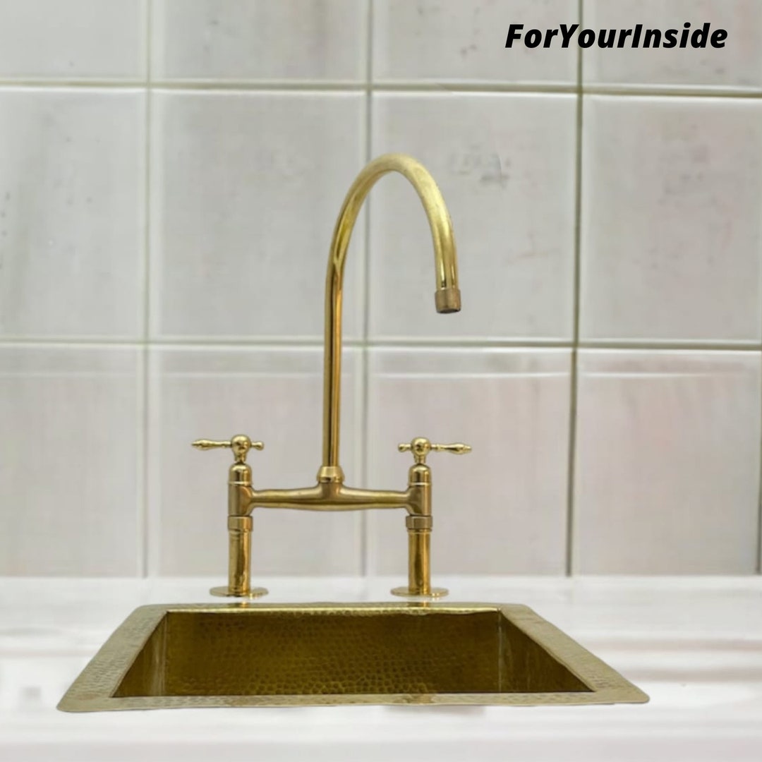 Unlacquered Brass Kitchen Faucet , Brass Faucet Kitchen , Sink Faucet ...