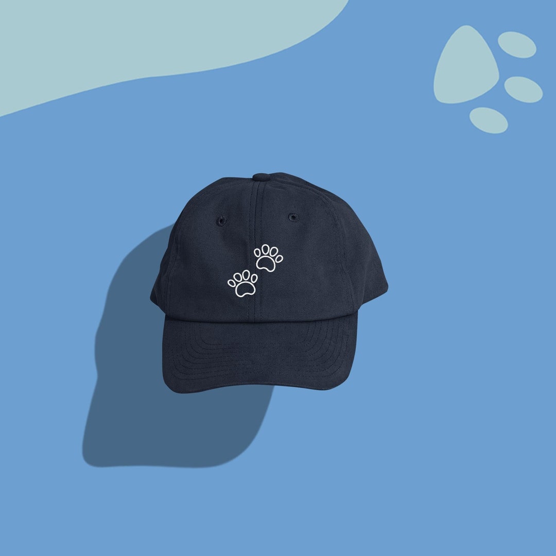 Embroidered Paw Print Hat Unisex, Dog Lover Adjustable Cotton Twill Cap ...