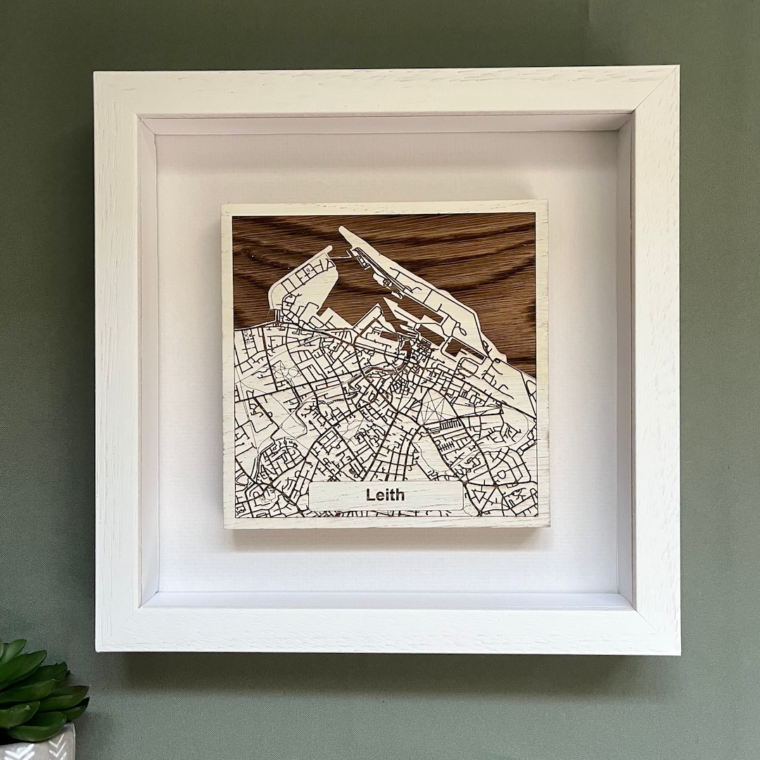 Engraved Map of Leith, Edinburgh Unique Oak Art Piece for Residents of ...