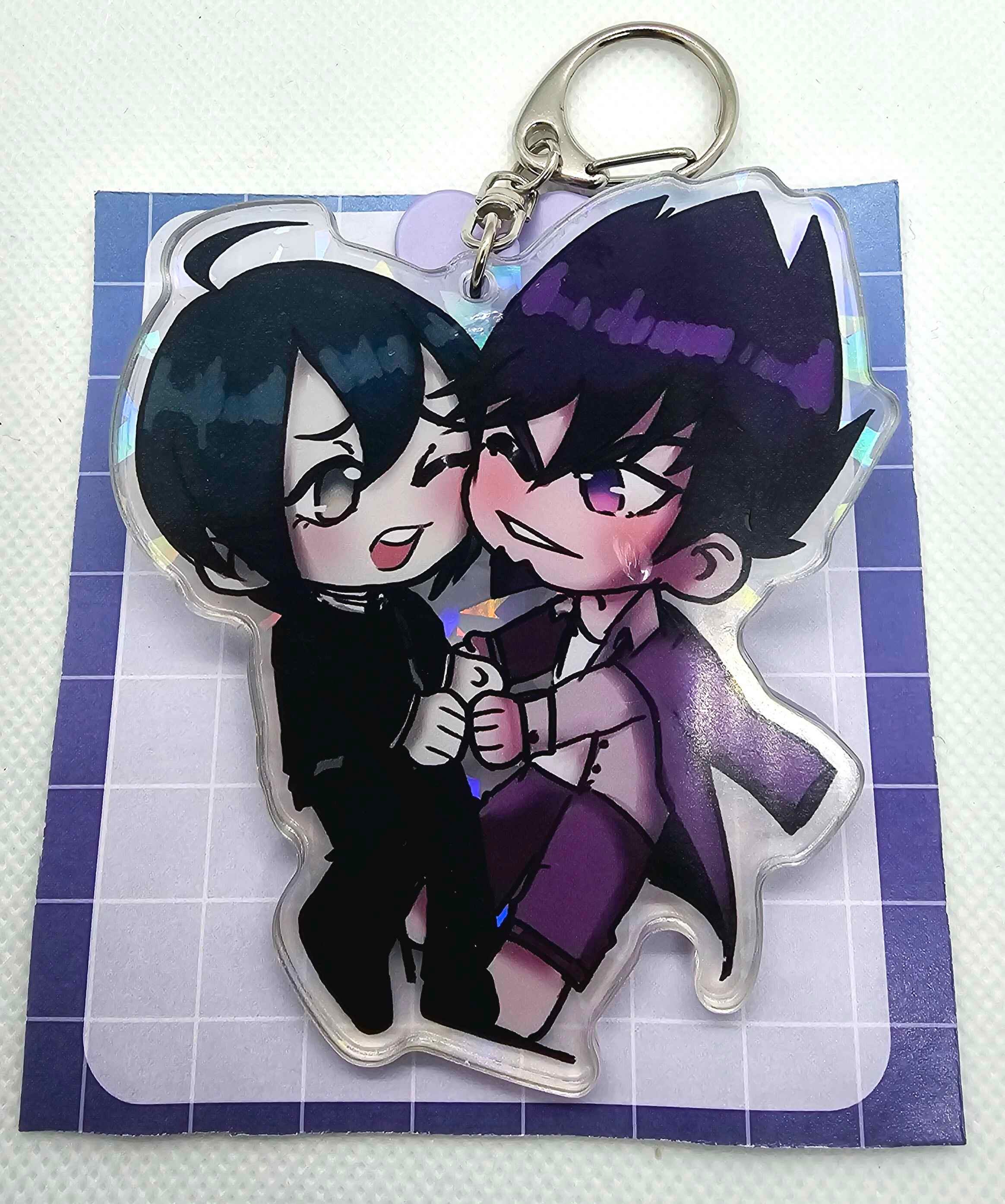 DANGANRONPA INSPIRED Saimota/ Komahina Cracked Holo Acrylic Charm - Etsy