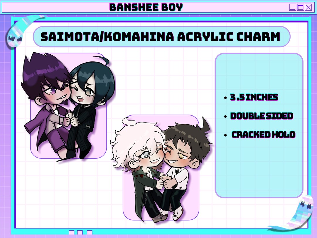 DANGANRONPA INSPIRED Saimota/ Komahina Cracked Holo Acrylic Charm - Etsy