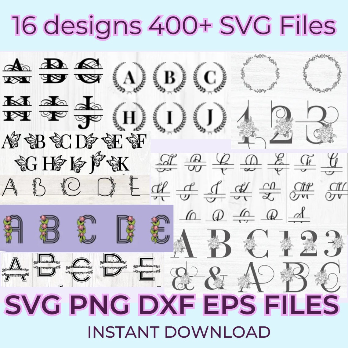 Monogram Initials SVG Bundle 16 Designs - Etsy