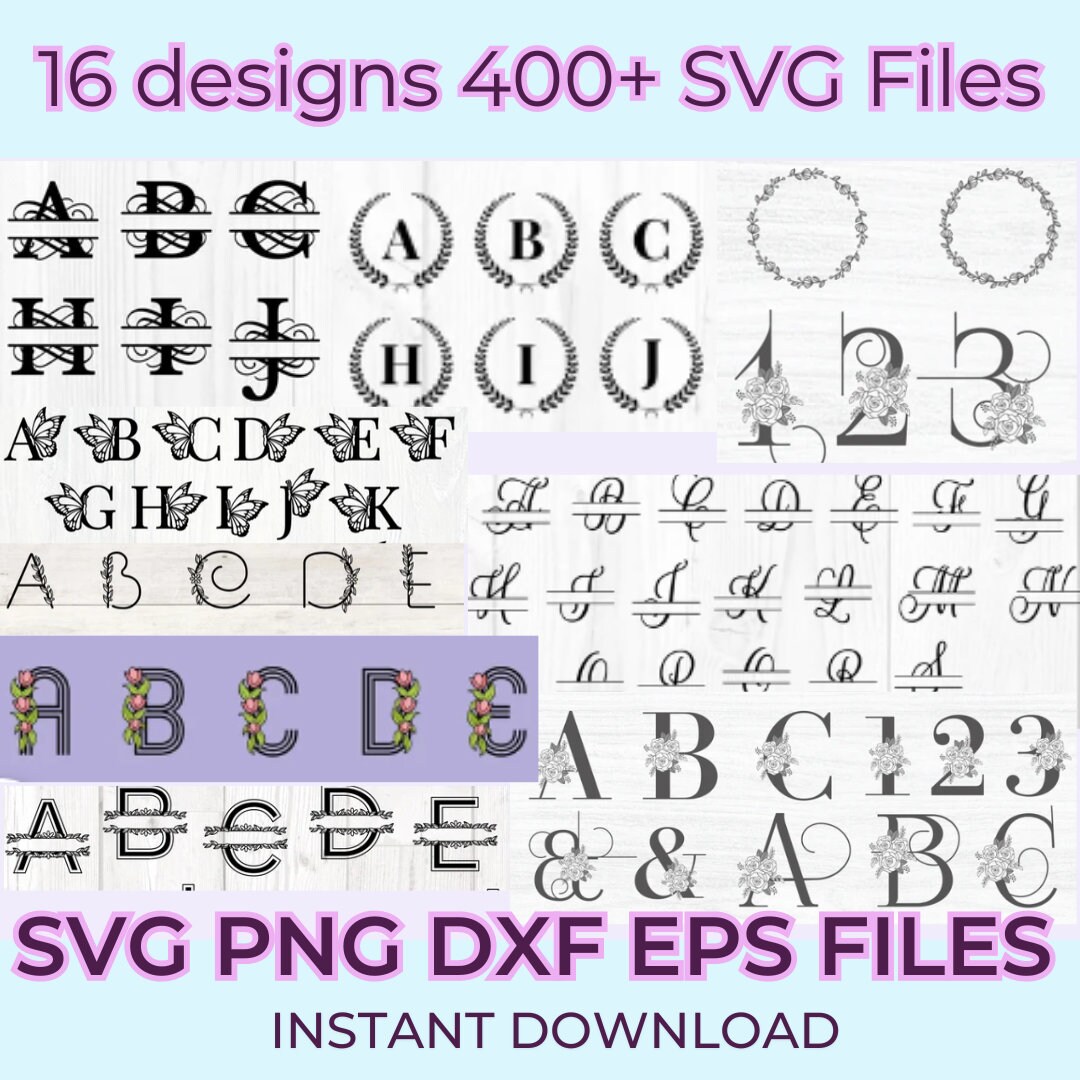 Monogram Initials SVG Bundle 16 Designs - Etsy