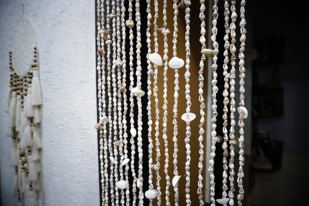 Boho Sea Shell Door Curtain, Handmade Beaded Sea Shell Divider for ...