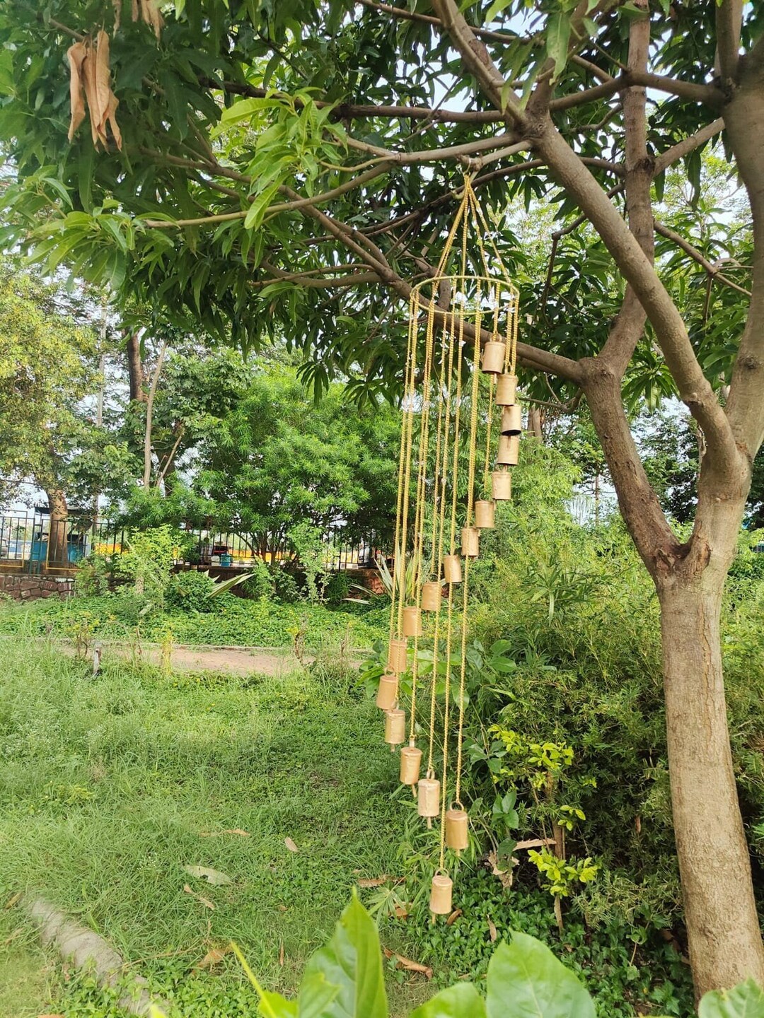 Gold Metal Wind Chime: Handmade Indian Hanging Bells, 53" - Etsy