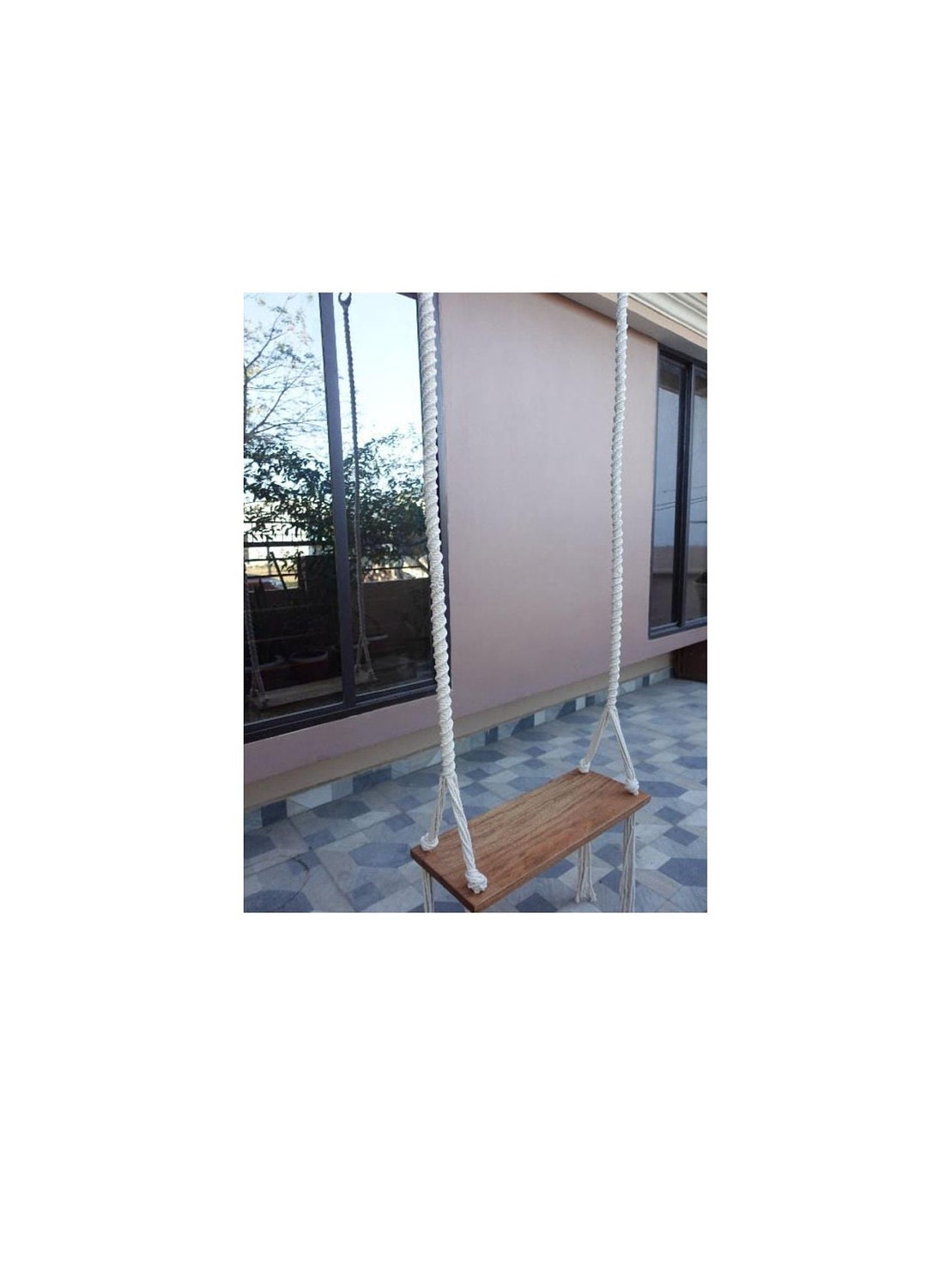 Handmade Macrame Wood Swing: Boho Indoor/outdoor Decor - Etsy
