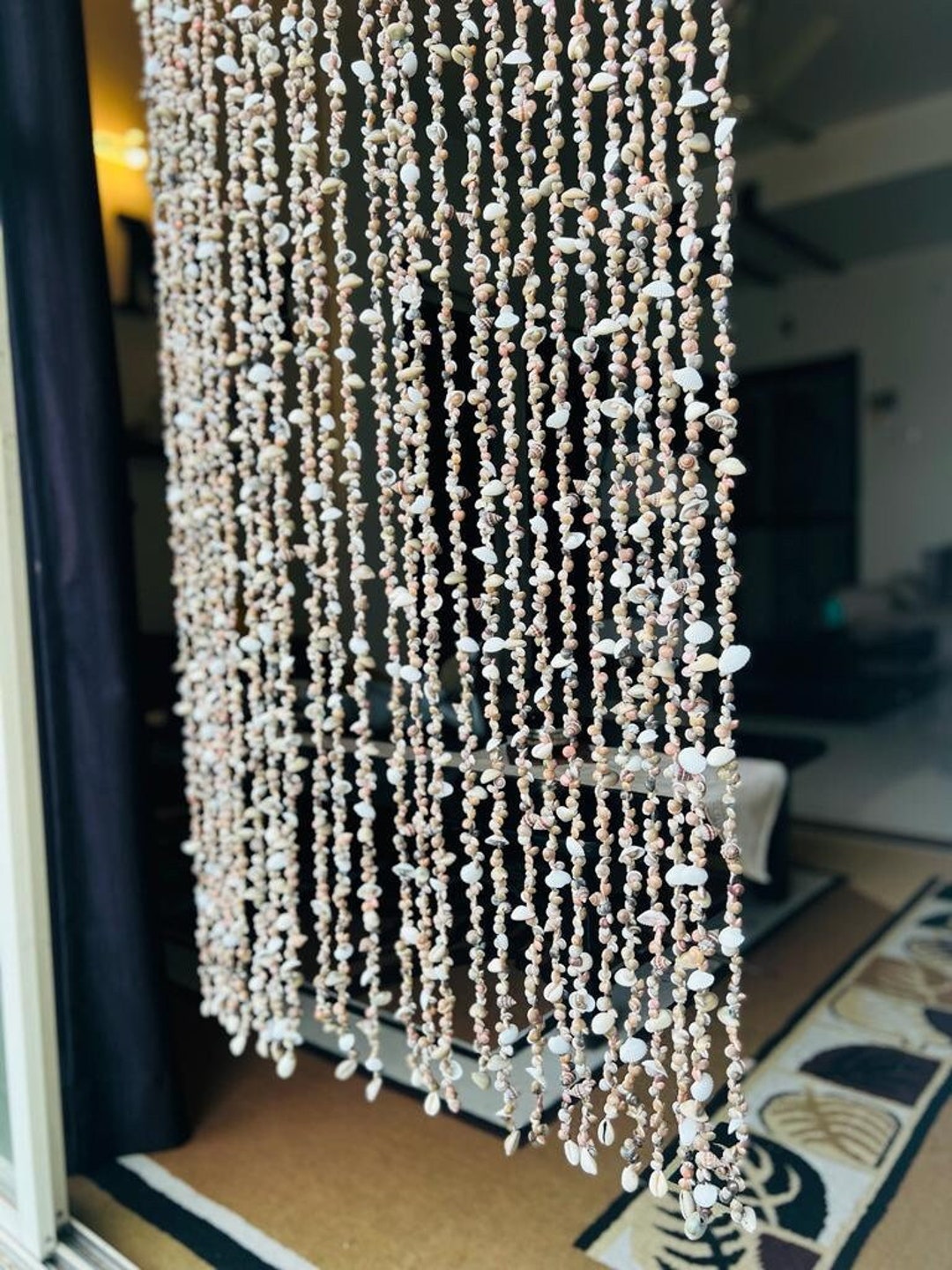 Boho Sea Shell Door Curtain, Beaded Sea Shell Curtain Doorway, Sea ...