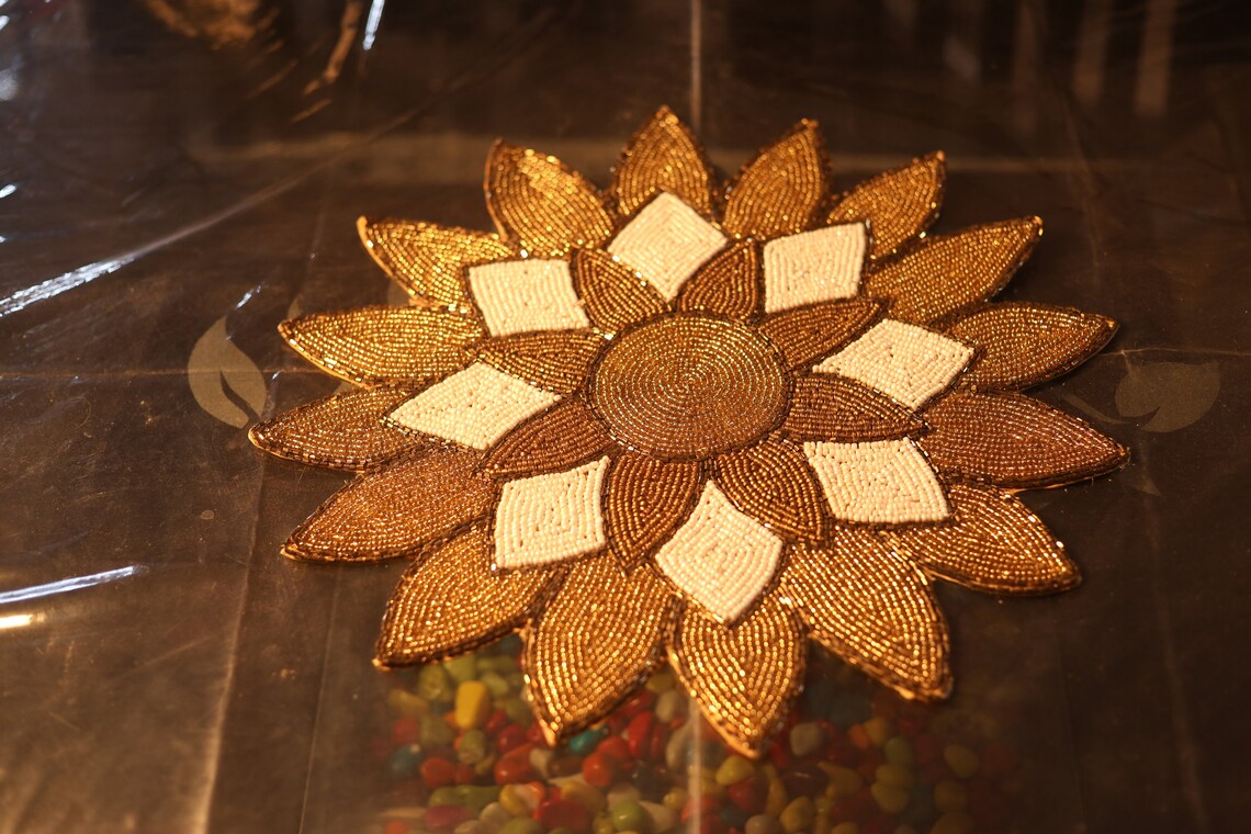 Flower beaded place mat Handmade Beaded Table Mats Placemats | Etsy