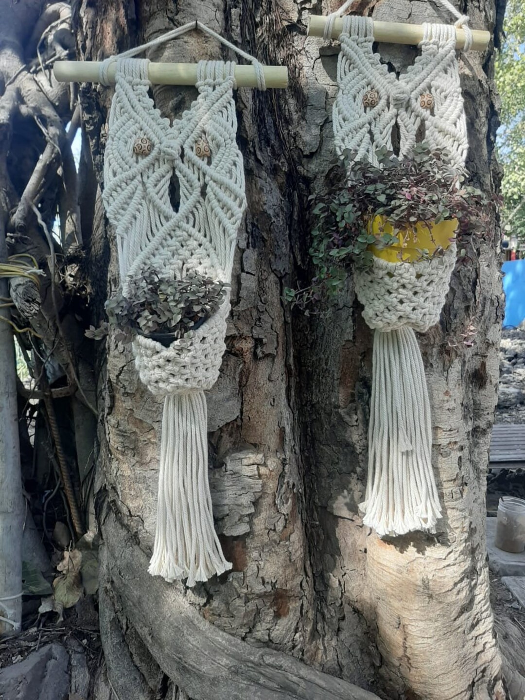 Set of 2 Macrame Owl Plant Hanger, Vintage Decor Owl Net Macrame Plant ...