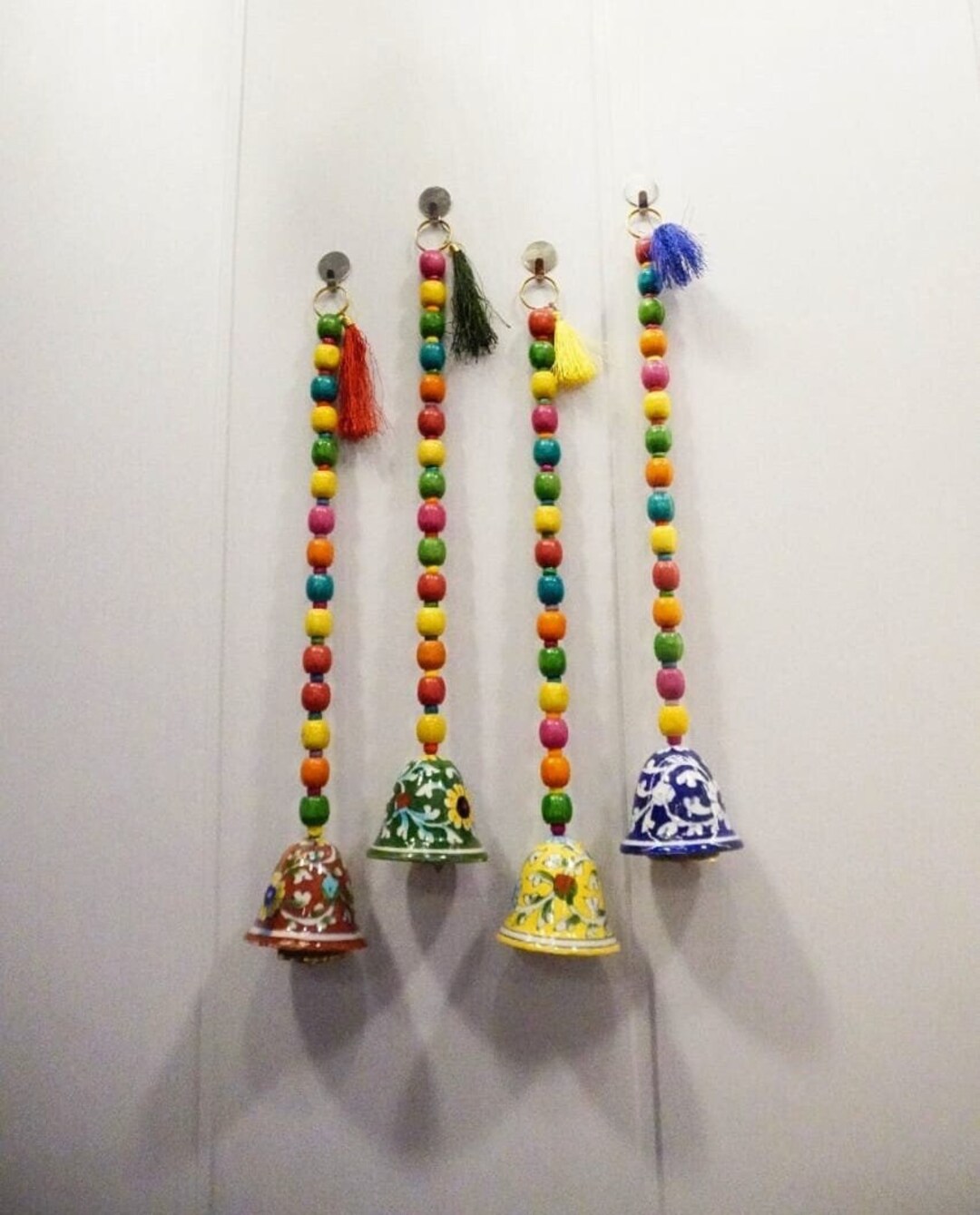 Handmade Ceramic Hanging Bells With Wooden Beads , Room and Garden ...
