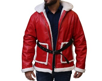 Red Leather Santa Jacket - Etsy