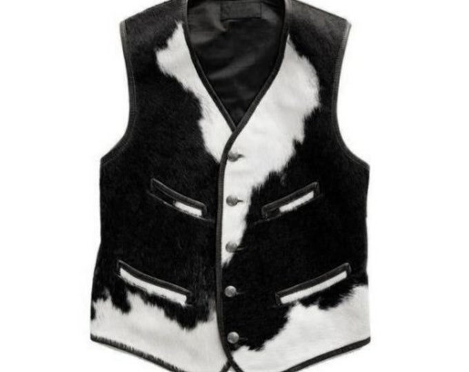 Vintage Genuine Cowhide Hair on Vest Leather Western Style Waistcoat ...