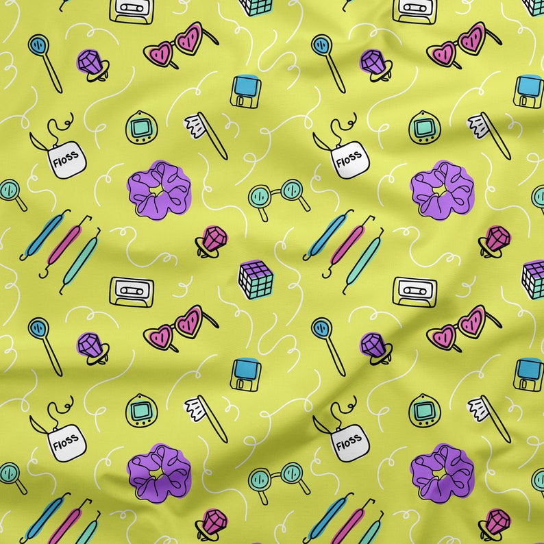 DENTAL THINGS Fabric in Yellow | Dental Tools, Dentist Fabric, Dental ...