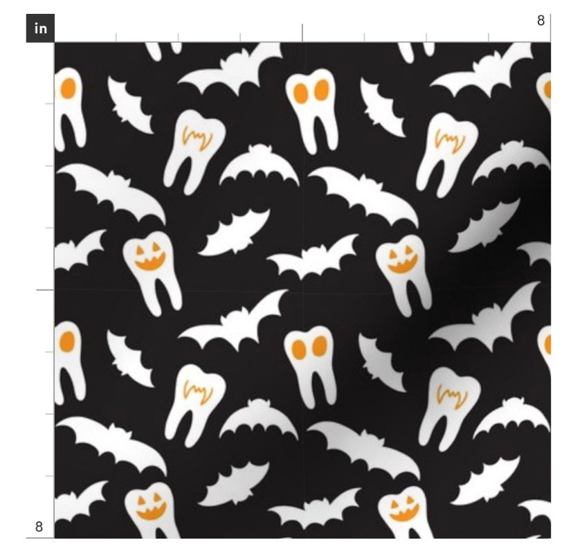 DENTAL HALLOWEEN FABRIC Halloween Tooth Fabric Spooky - Etsy