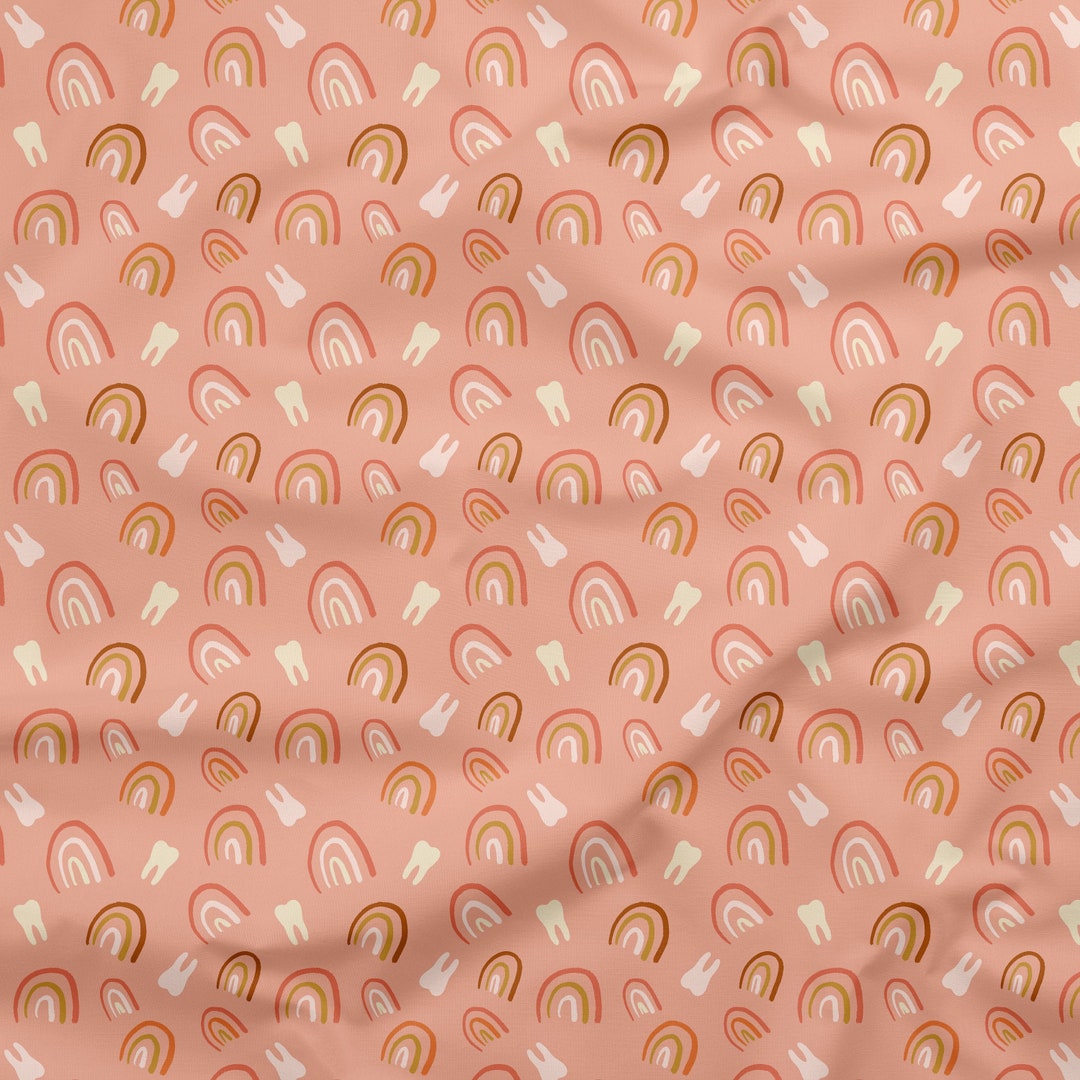 Cute DENTAL FABRIC Boho Rainbows, Retro Print, Happy Teeth, Cute Teeth ...