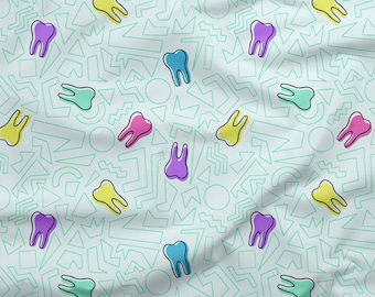 Dental Fabric Cute Dentist Dental Hygienist Blue by Jannasalak Teeth ...