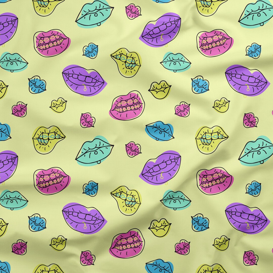 YELLOW DENTAL Lips FABRIC | Tooth Fabric, Dental Fabric, Tooth Pattern ...