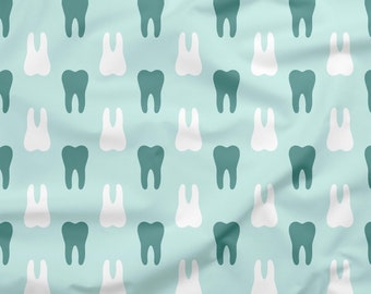 Tooth Fabric Happy Teeth Friends Royal Blue by Clayvision - Etsy