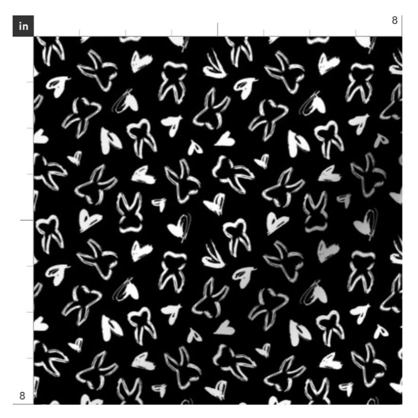 TOOTH FABRIC small Print Dental Fabric, Dental Art, Teeth Print, Tooth ...