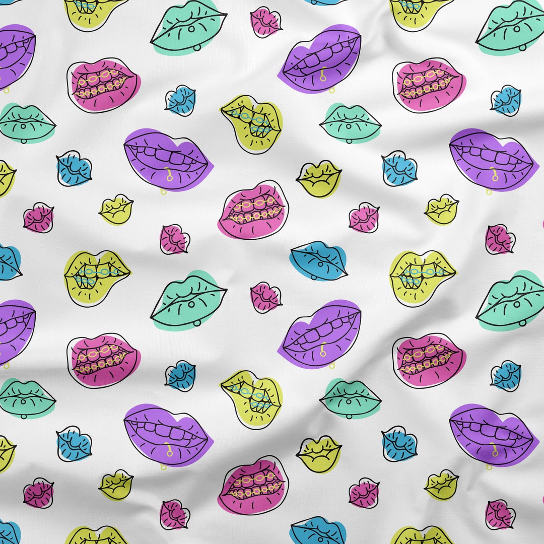WHITE LIPS Fabric | Tooth Fabric, Dental Fabric, Tooth Pattern, Dentist ...