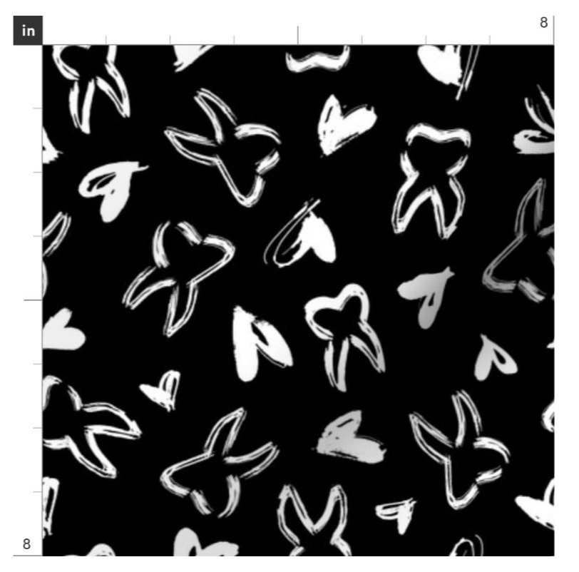 TOOTH FABRIC (large Print), Dental Cotton Fabric, Dentist Seamless ...