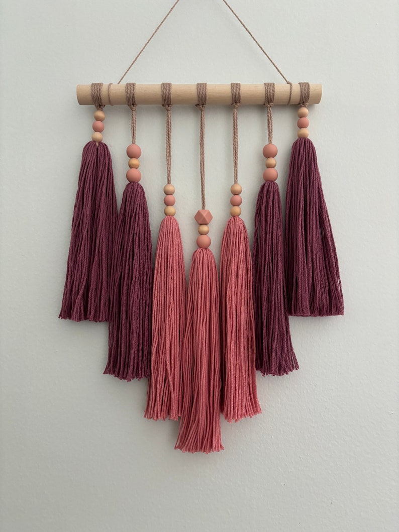Mini Tassel Wall Hanging: Pink & Purple Boho Decor - Etsy