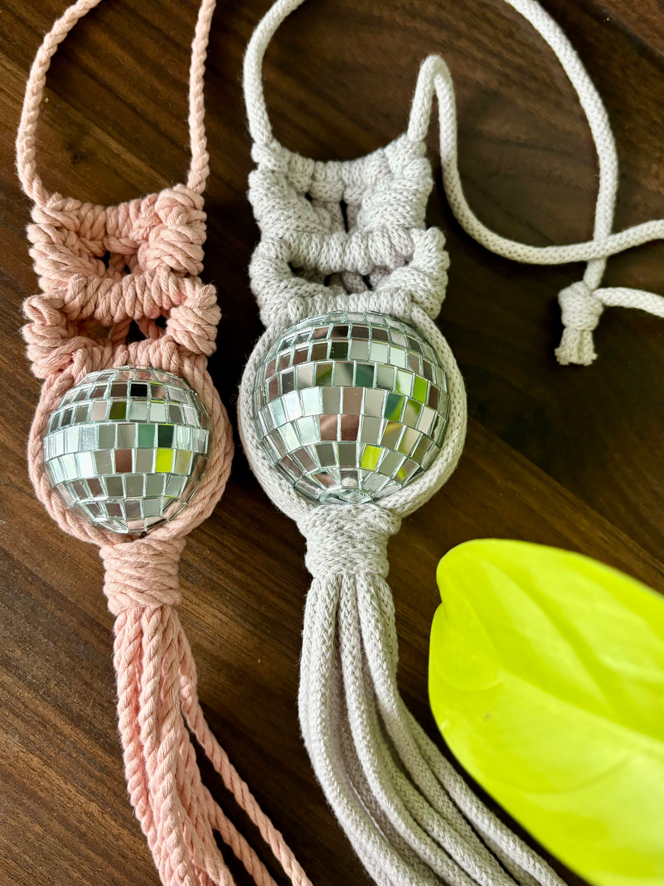 Disco Ball Macrame Hanging, Small Disco Ball Hanging, Small Wall Decor ...