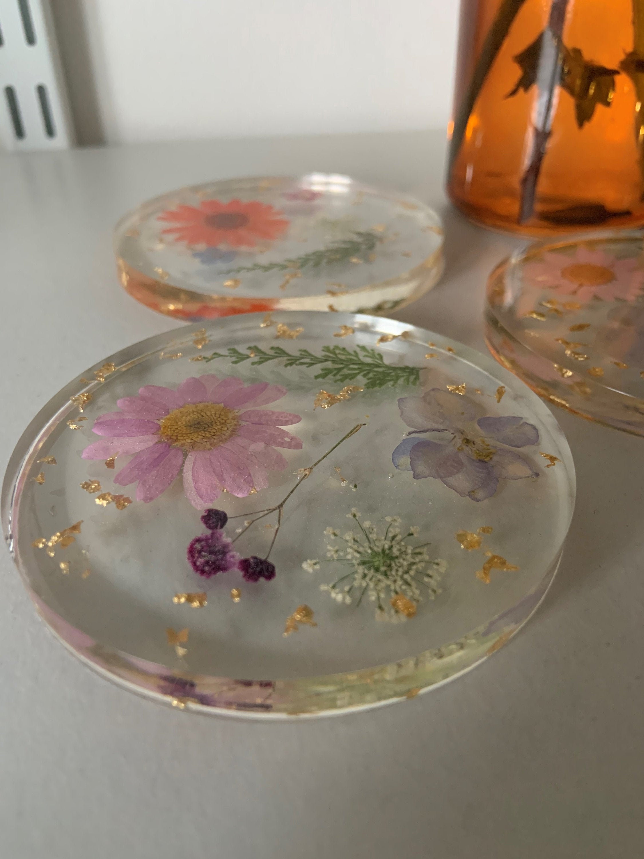 Pressed Flowers, Floral Single Epoxy Resin Coaster - Etsy UK